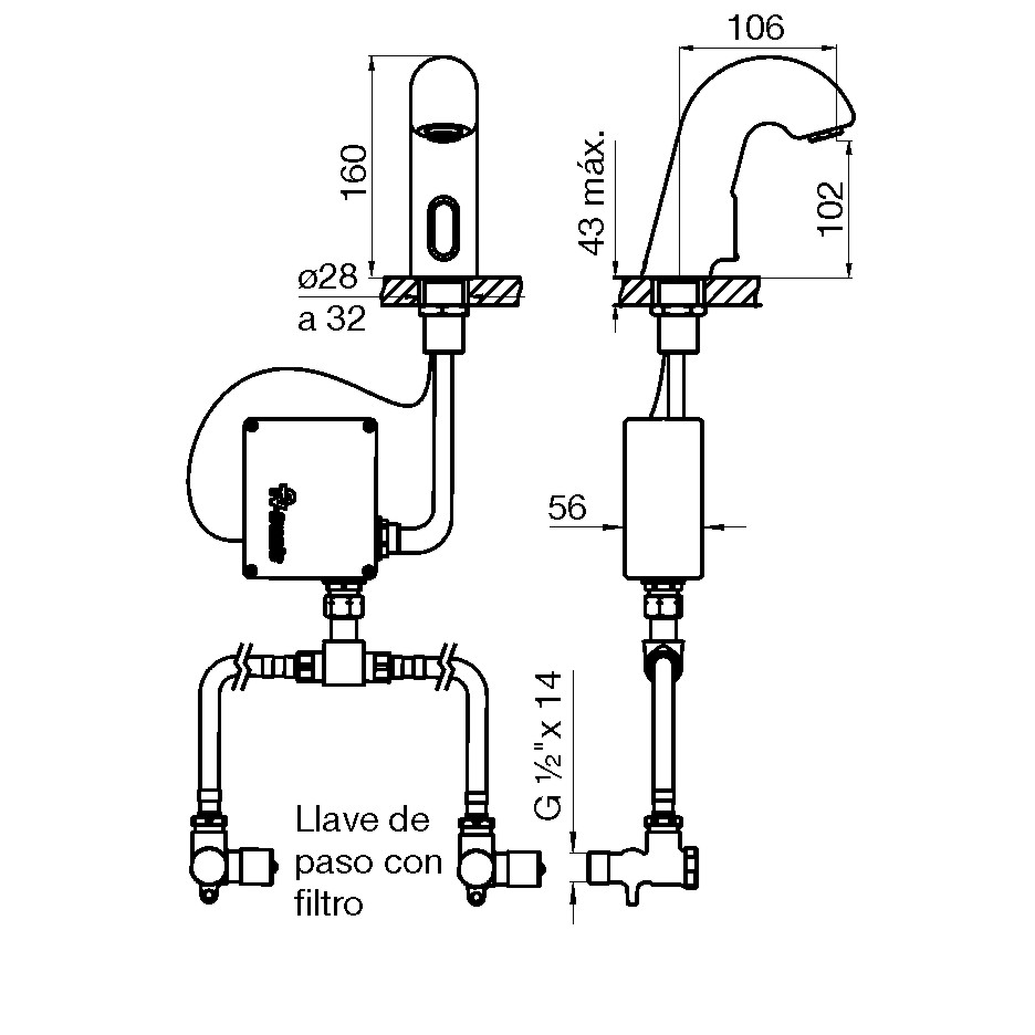 DISCONTINUADO – 0363.03T – FV Tronic – Juego electrónico para lavatorio ...